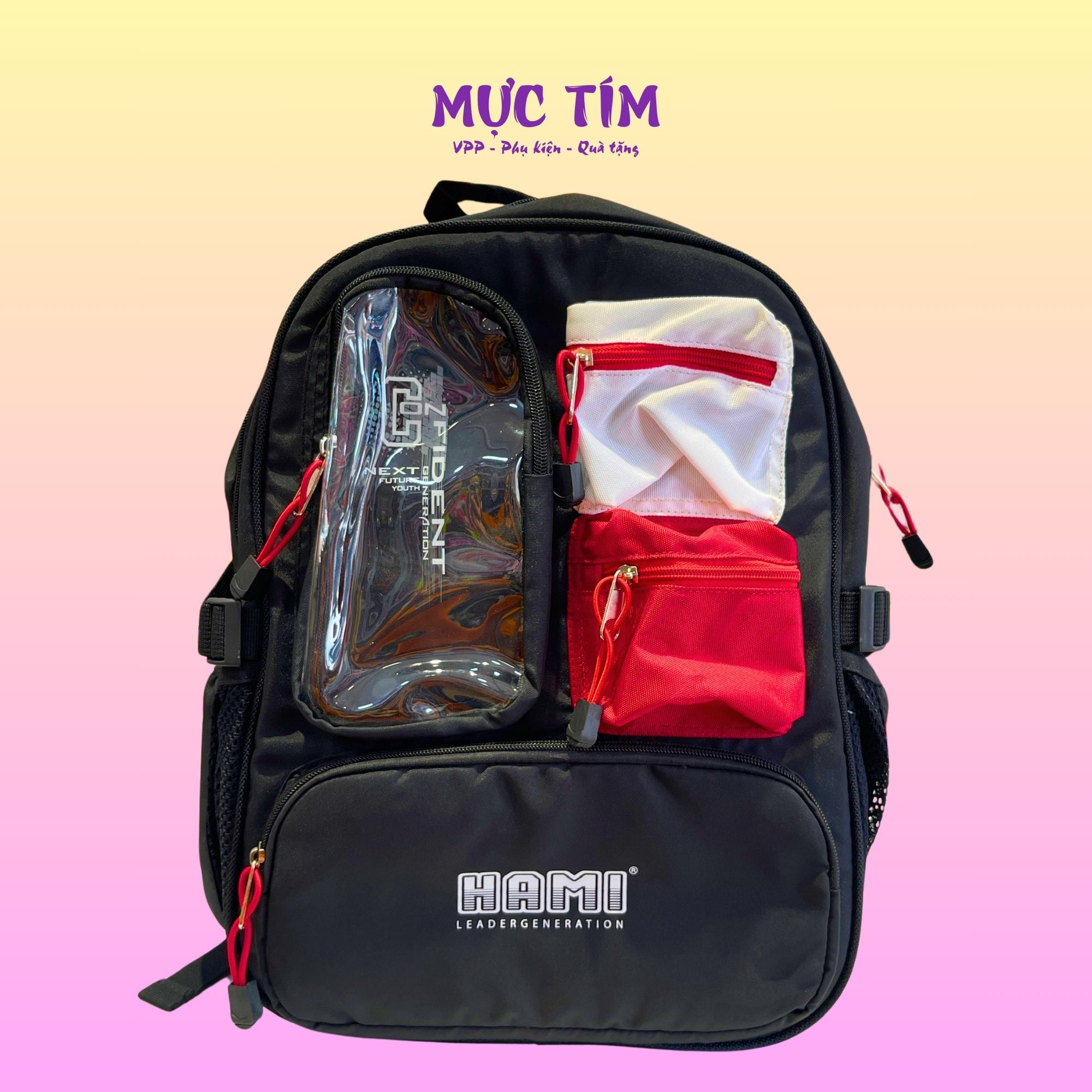 Balo Hami màu đen/ đỏ