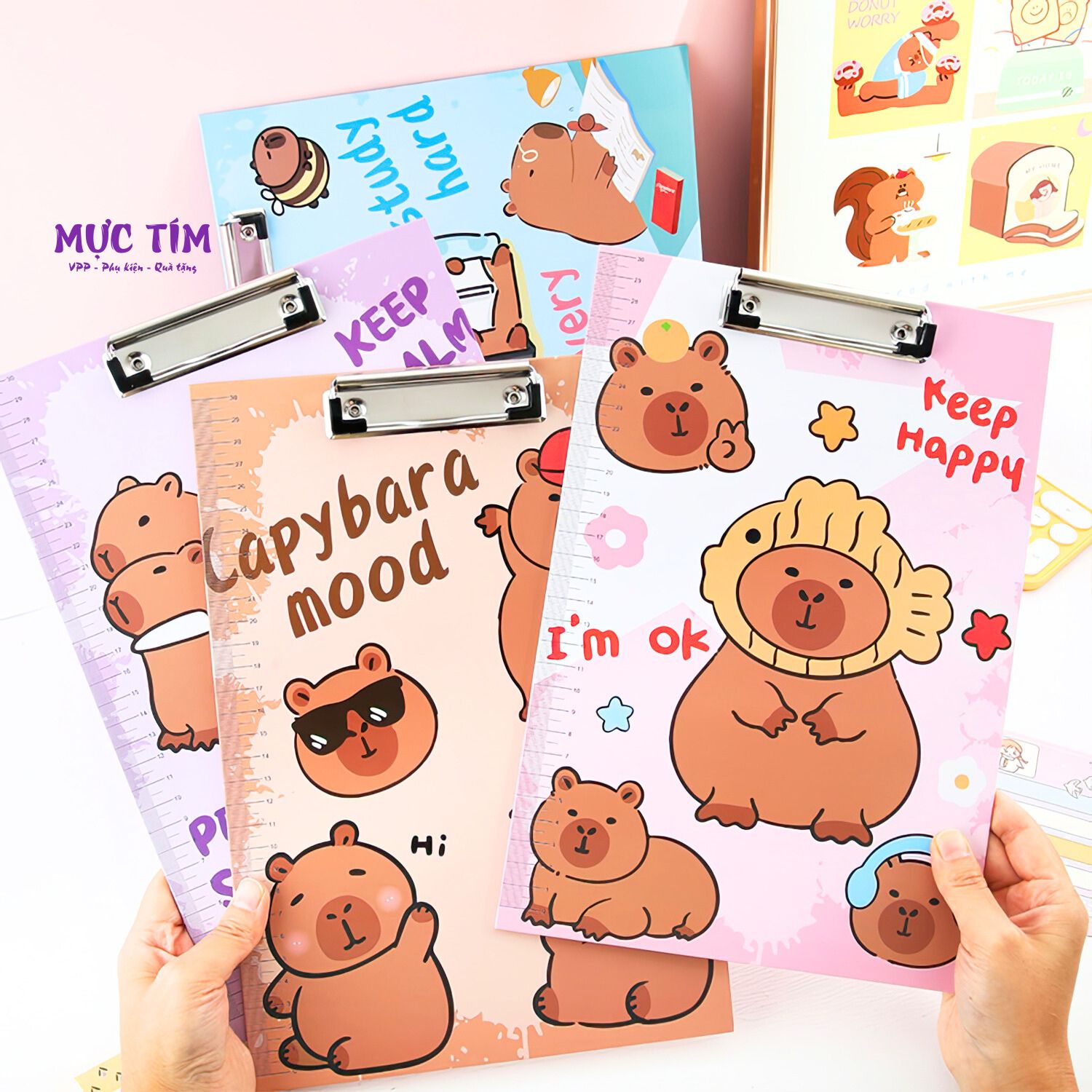 Kẹp tài liệu A4 Capybara 21×31 nhiều mẫu cute