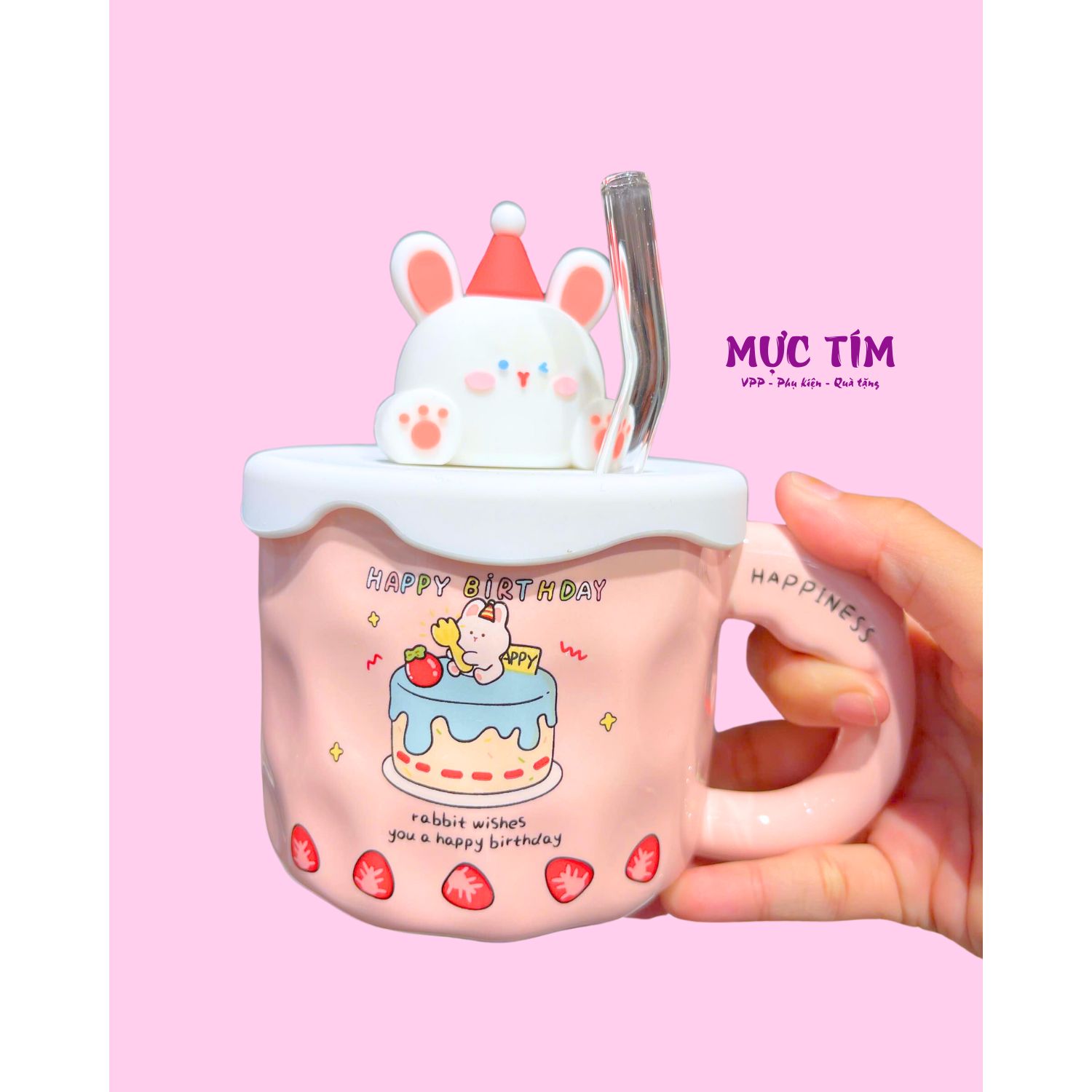 Cốc sứ – ly sứ HPBD hồng