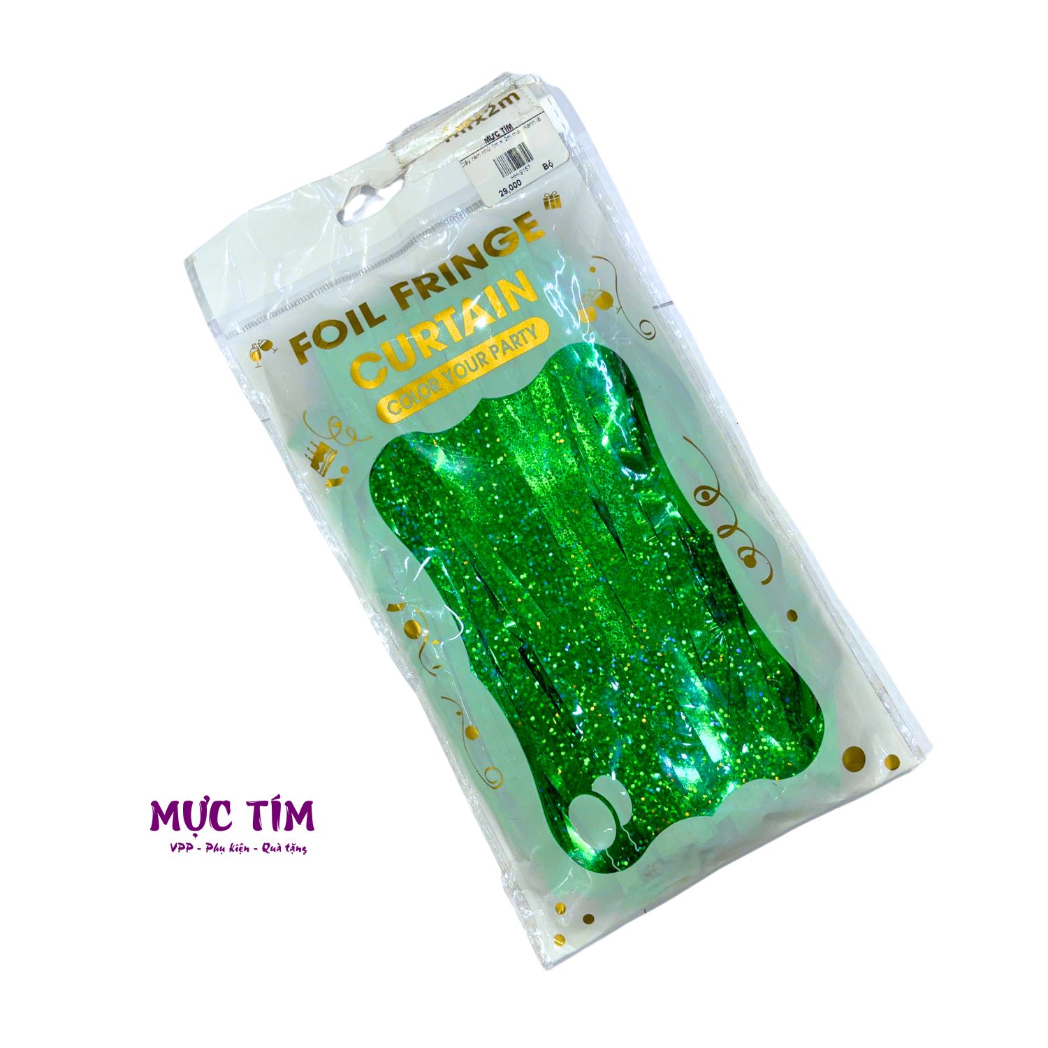 Dây rèm nhũ 1m x 2m màu xanh lá